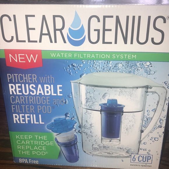 Clear Genius | Dining | Clear Genius Water Filtration System Pitcher 6 ...
